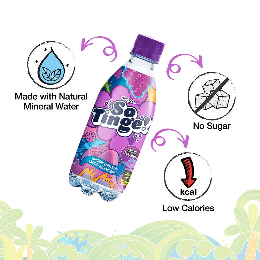 Spritzer So Tinge Carbonated Flavoured Drink Grape (325ml X 24)