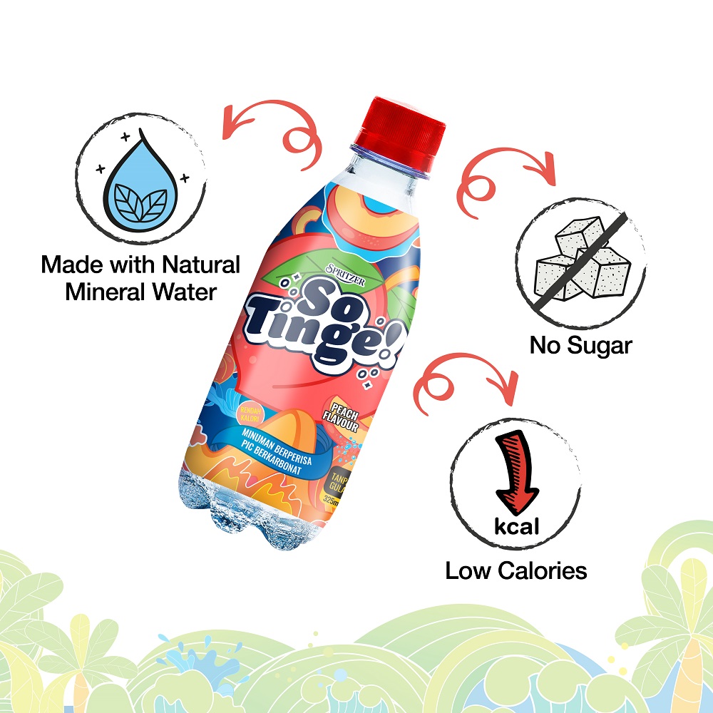 Spritzer So Tinge Carbonated Flavoured Drink Peach (325ml X 24)